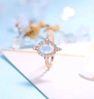 China Newest Rose Gold Plating 925 Sterling Silver Jewelry Oval Cut Blue Moonstone Engagement Rings for sale