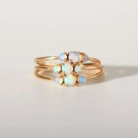 China 925 Sterling Silver 14k Yellow Gold Plated Opal Rings For Women Wholesale Women Jewelry Rings for sale