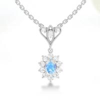 China S925 Sterling Silver 14K Gold Plated Round Shape Jewelry Blue Moonstone Spheree Necklace High Quality Jewelry for sale