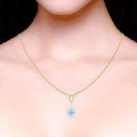 China S925 Sterling Silver 14K Gold Plated Round Shape Jewelry Blue Moonstone Spheree Necklace High Quality Jewelry for sale