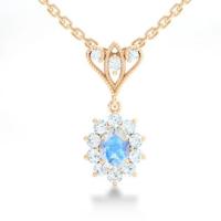China S925 Sterling Silver 14K Gold Plated Round Shape Jewelry Blue Moonstone Spheree Necklace High Quality Jewelry for sale