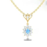 China S925 Sterling Silver 14K Gold Plated Round Shape Jewelry Blue Moonstone Spheree Necklace High Quality Jewelry for sale