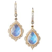 China 925 Sterling Silver Natural Stone Jewelry Hexagon Cut Blue Rainbow Moonstone Stud Earrings for sale