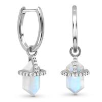 China 925 Sterling Silver Natural Stone Jewelry Hexagon Blue Rainbow Moonstone Drop Earrings for sale