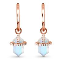 China 925 Sterling Silver Natural Stone Jewelry Hexagon Blue Rainbow Moonstone Drop Earrings for sale