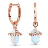 China 925 Sterling Silver Natural Stone Jewelry Hexagon Blue Rainbow Moonstone Drop Earrings for sale