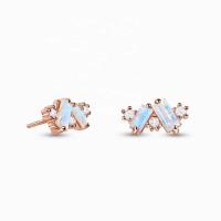China Rainbow Moonstone Earrings Baguette cut Natural Moonstone Stud Earring Jewelry for sale