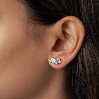 China Rainbow Moonstone Earrings Baguette cut Natural Moonstone Stud Earring Jewelry for sale