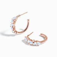 China Rainbow Moonstone Earrings Baguette cut Natural Moonstone Stud Earring Jewelry for sale