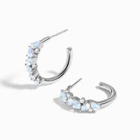 China Rainbow Moonstone Earrings Baguette cut Natural Moonstone Stud Earring Jewelry for sale