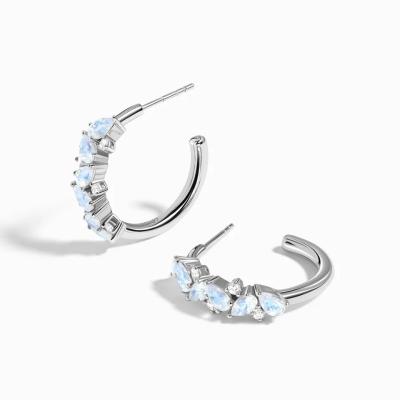 China Vintage S925 Rose Gold Plated White Zircon Jewelry Wholesale Moonstone Jewelry Fine Design Factory Earring for sale