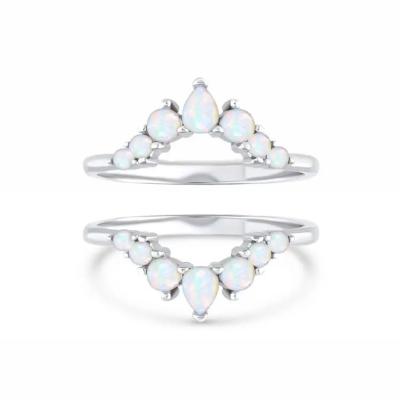 China 925 Silver Antique Elegant Genuine Opal Promise Engagement Wedding Anniversary Precious Rings for sale
