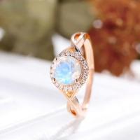 China Rose Gold Hexagon Shaped Wedding Jewelry Moonstone Engagement Ring for sale