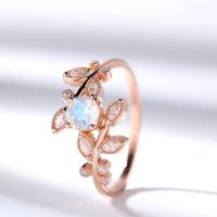 China Rose Gold Hexagon Shaped Wedding Jewelry Moonstone Engagement Ring for sale