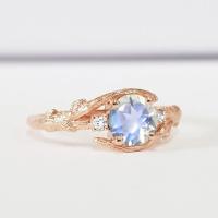 China Rose Gold Hexagon Shaped Wedding Jewelry Moonstone Engagement Ring for sale