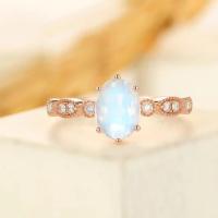 China 925 Sterling Silver CZ Jewelry Dainty Rings Natural Faceted Blue Moonstone Ring for sale