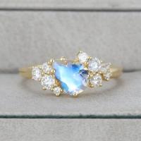 China Pear Moonstone engagement Ring 18k gold Silver Ring Natural Gemstone Jewelry for sale