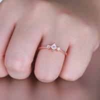 China Trendy Ring for Women 925 Sterling Silver Moonstone Ring Rose Gold Plated Princess Cut Dainty Engagement Ring for sale