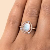 China Solid 925 Sterling Silver 18K Gold Plated Ring Vintage Moonstone Ring Best Style Sliver Factory Jewelry for sale