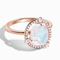 China Pear Moonstone engagement Ring 18k gold Silver Ring Natural Gemstone Jewelry for sale
