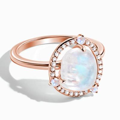 China Solid 925 Sterling Silver 18K Gold Plated Ring Vintage Moonstone Ring Best Style Sliver Factory Jewelry for sale