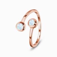 China Rose Gold Vermeil Sunstone Moonstone Engagement Ring Brilliant Cut Adjustable for sale
