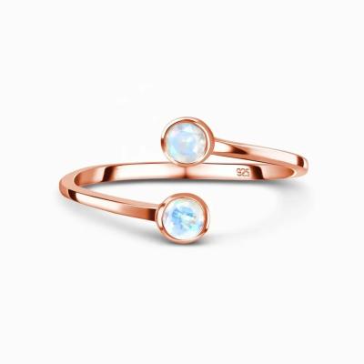 China Adjustable 925 Sterling Silver Faceted Rainbow Moonstone Jewelry Round Shape for sale