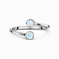 China Adjustable 925 Sterling Silver Faceted Rainbow Moonstone Jewelry Round Shape for sale