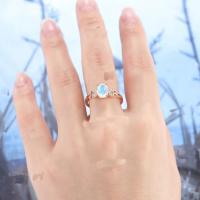 China White Gold Plated Emerald Cut Blue Moonstone Engagement Rings Sterling Silver for sale