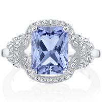China Nature 0.5 ct Round Tanzanite Halo Ring in Sterling Silver Engagement Ring for sale