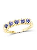 China Oval Natural Primal Gold 14 Karat White Gold 6x4mm Pear Tanzanite Ring -Handmade Wedding Ring for sale