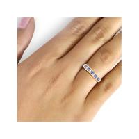 China 1/2 Carat T.G.W. Tanzanite 14kt Gold over Sterling Silver 5-Stone CZ Engagement Ring for sale