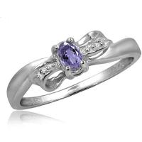 China 0.25 Carat Tanzanite With Sterling Silver Ring Jewelry with White CZ Accent for sale