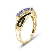 China 1 Carat Tanzanite And Accent White CZ Sterling Silver Engagement Ring for sale