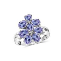China 1 Carat Tanzanite And Accent White CZ Sterling Silver Engagement Ring for sale
