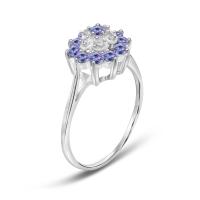 China Branch Flower Design Jewelers Club Tanzanite Ring  Sterling Silver Ring Jewelry with White CZ Accent for sale
