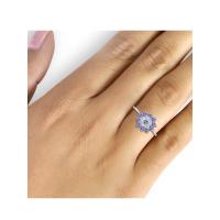 China Branch Flower Design Jewelers Club Tanzanite Ring  Sterling Silver Ring Jewelry with White CZ Accent for sale