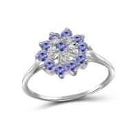 China Branch Flower Design Jewelers Club Tanzanite Ring  Sterling Silver Ring Jewelry with White CZ Accent for sale