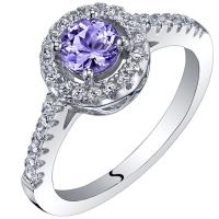 China 1.25 Carat 4 Prong Ovate Natural  Tanzanite And Accent White CZ Sterling Silver Ring for sale