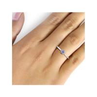 China Gem Stone King 0.18 Ct Blue Tanzanite 925 Sterling Silver Ring with 10K Yellow Gold Prongs Ring for sale