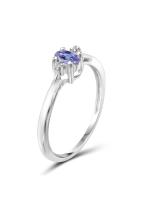 China Gem Stone King 0.18 Ct Blue Tanzanite 925 Sterling Silver Ring with 10K Yellow Gold Prongs Ring for sale