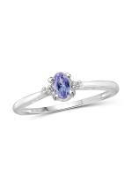 China Gem Stone King 0.18 Ct Blue Tanzanite 925 Sterling Silver Ring with 10K Yellow Gold Prongs Ring for sale
