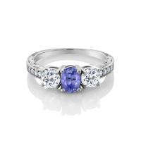 China 0.5 CTW Natural Blue Tanzanite Ring 18K Solid White Gold for sale