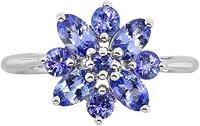 China 0.5 CTW Natural Blue Tanzanite Ring 18K Solid White Gold for sale