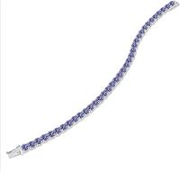China 24.70 CTW Natural Tanzanite And CZ Bracelet In 14K Solid White Gold for sale