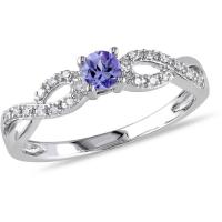China 1.5 Carat Natural Tanzanite Engagement Ring In18K White Gold Plating Over Silver for sale