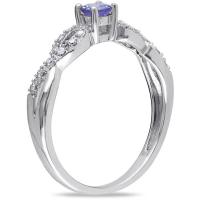 China 1.5 Carat Natural Tanzanite Engagement Ring In18K White Gold Plating Over Silver for sale