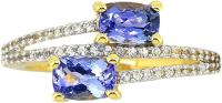 China Shop LC Women Platinum Yellow Gold Blue Tanzanite Birthstone Zircon Ring Size 8 Gifts for sale