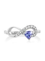 China Antique Style Blue Sapphire Engagement Ring Set 14 White Gold for sale