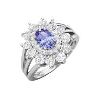 China 6.02 CTW Natural Blue Tanzanite Ring 18K Solid White Gold for sale
